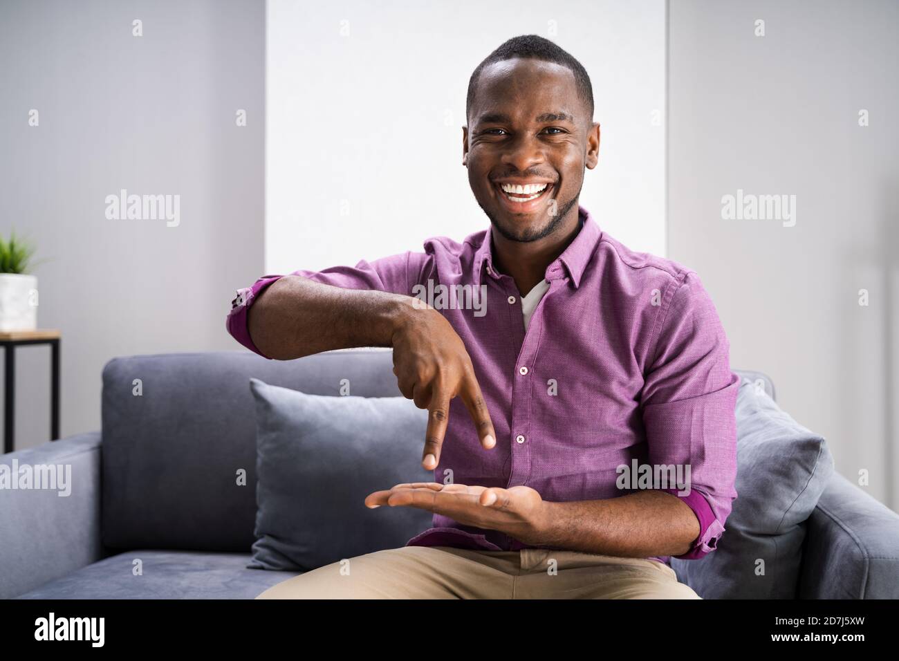African American Deaf Man Using Sign Language Stock Photo - Alamy