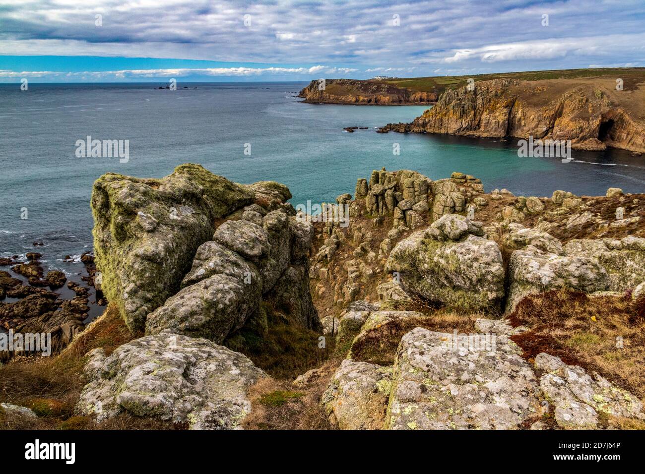 Cornish Coastal View Looking South to Lands End and Distant Longships ...