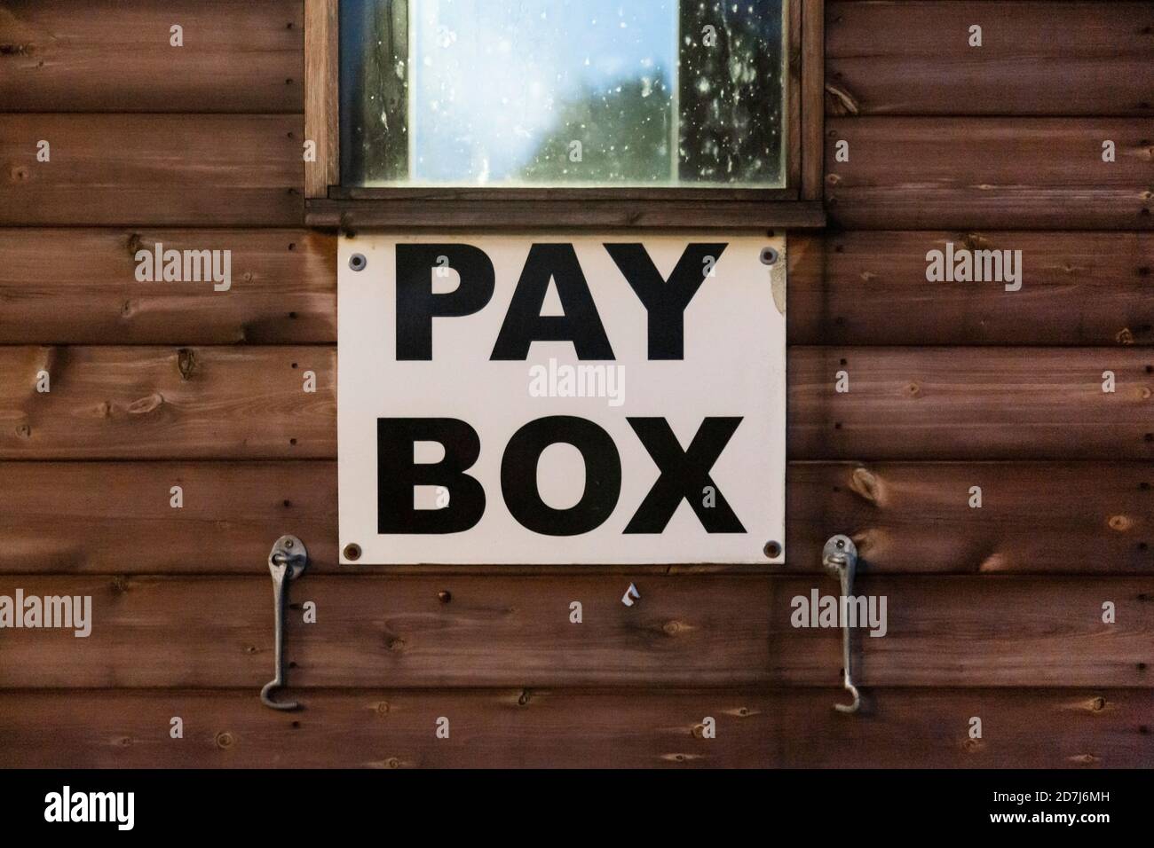 A pay box sign at a local football stadium Stock Photo - Alamy