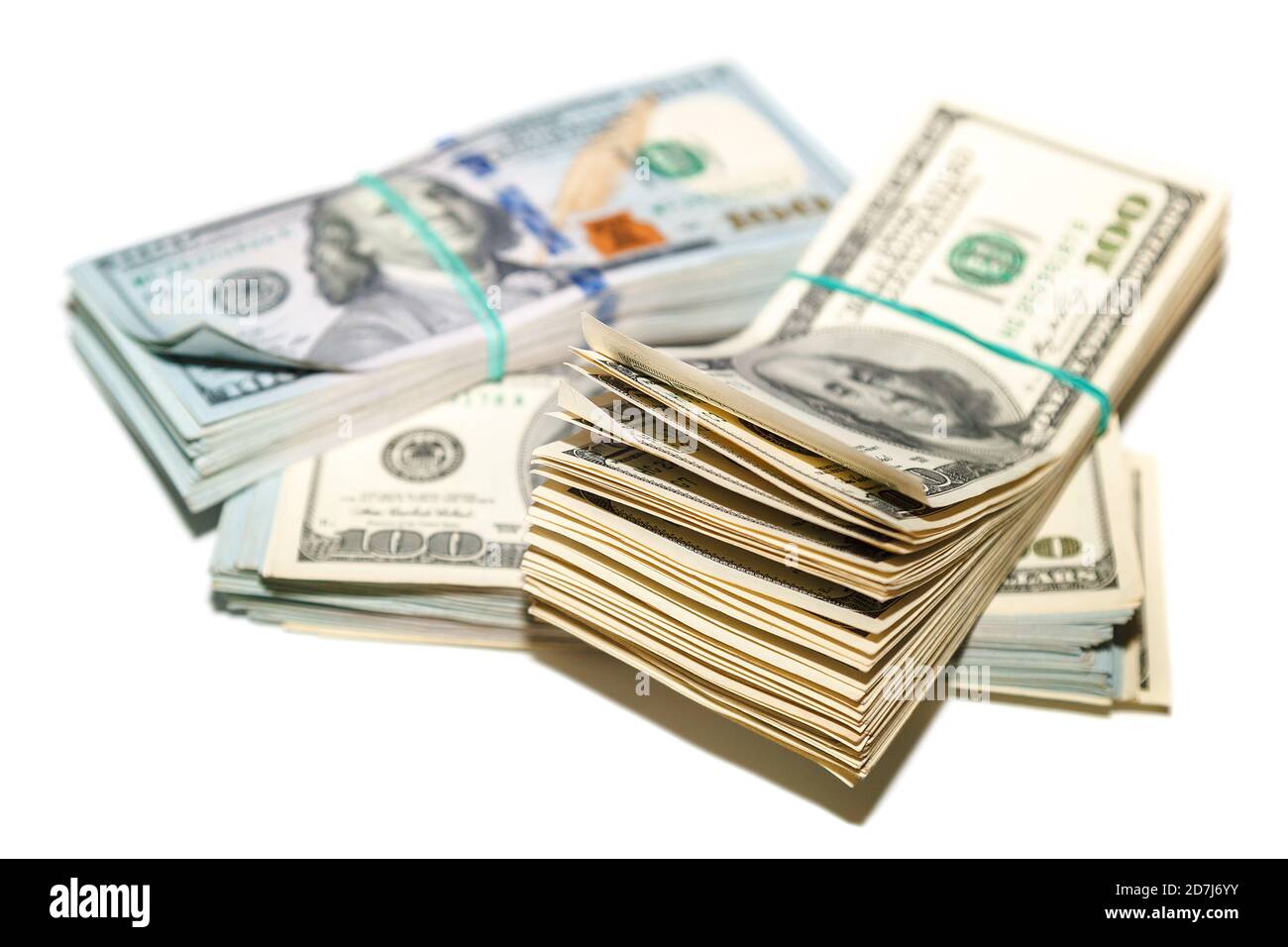 Bundles of money dollar bills isolated on a white background Stock ...