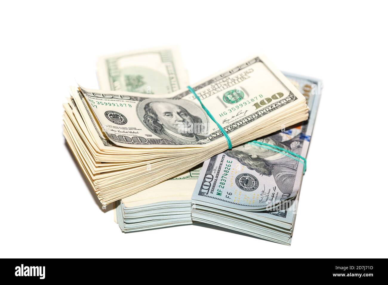 Bundles of money dollar bills isolated on a white background Stock ...