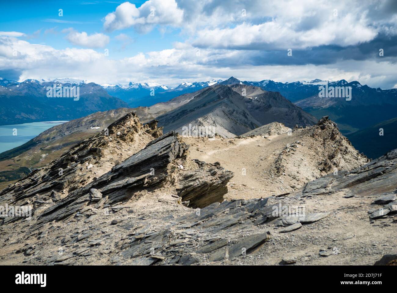 Rocky mountain ridge line in Tierra Del Fuego near Ushuaia Stock Photo ...