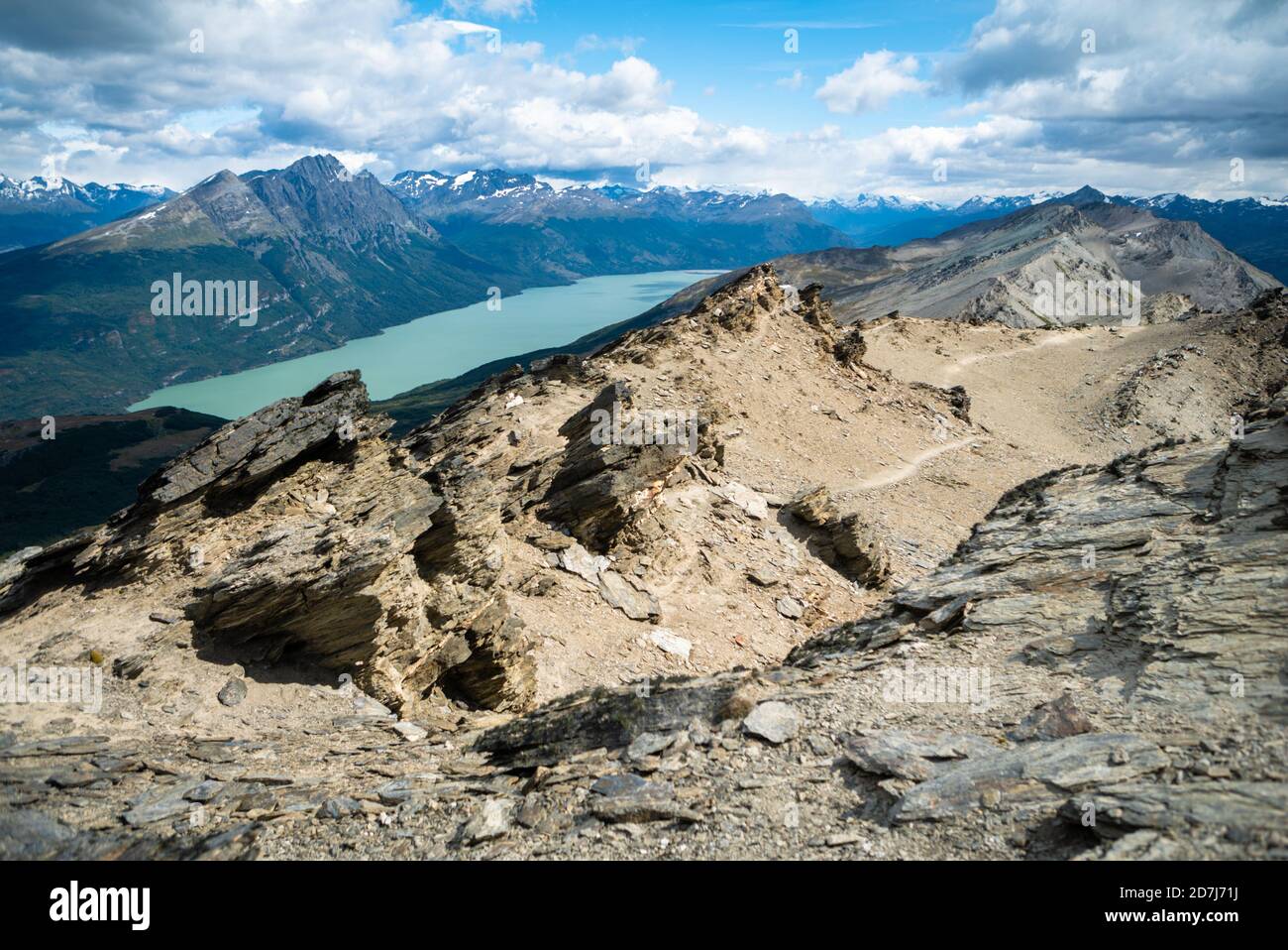 Rocky mountain ridge line in Tierra Del Fuego near Ushuaia Stock Photo ...