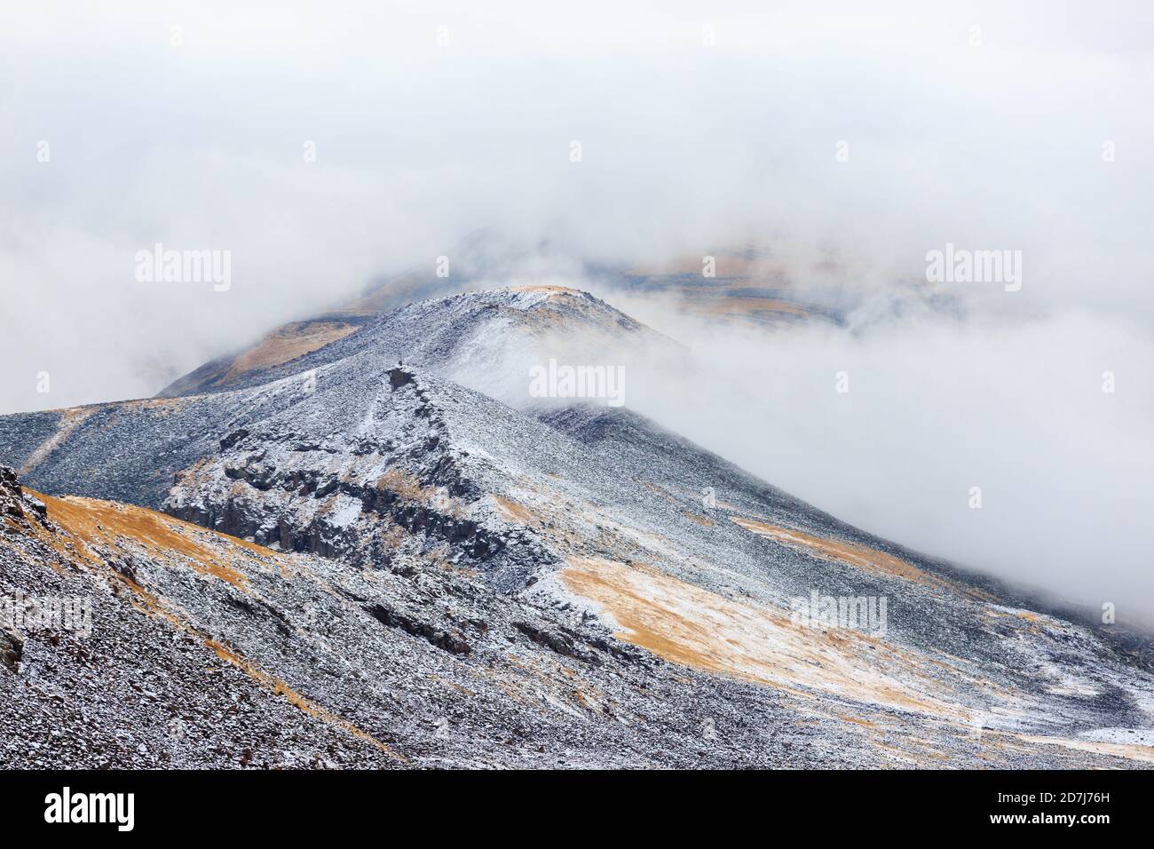 Volcanic landscape near crater of Mount Aragats, Armenia Stock Photo ...