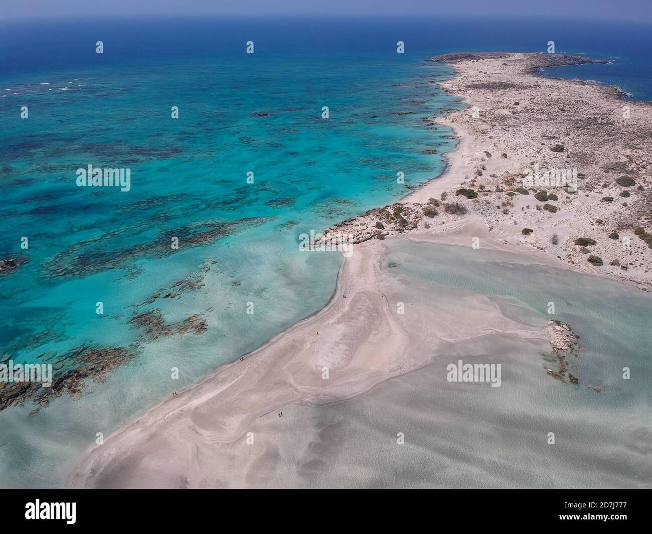Aerial view on popular Elafonisi beach on western side of Crete island ...