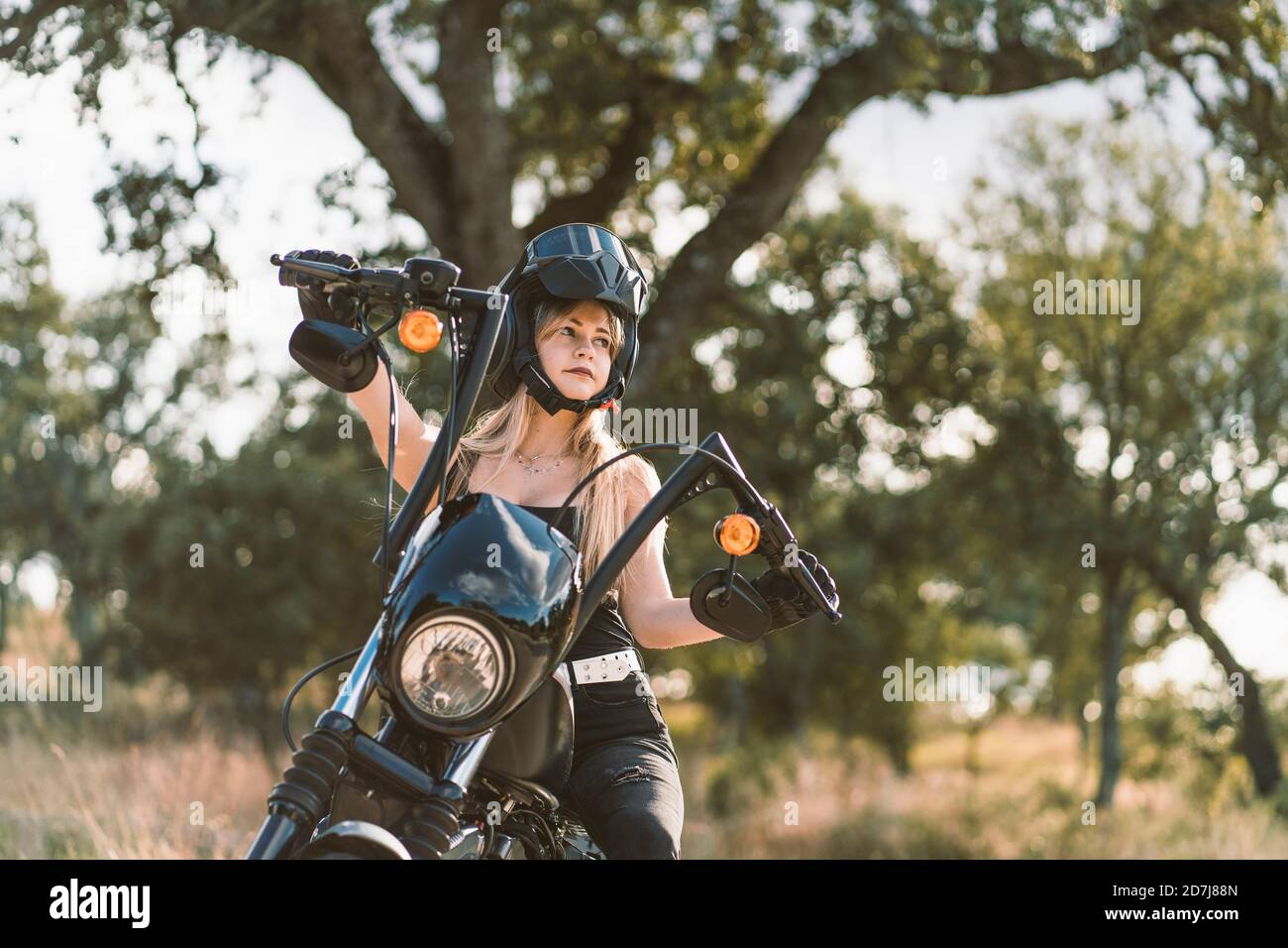 Beautiful woman wearing crash hi-res stock photography and images - Alamy