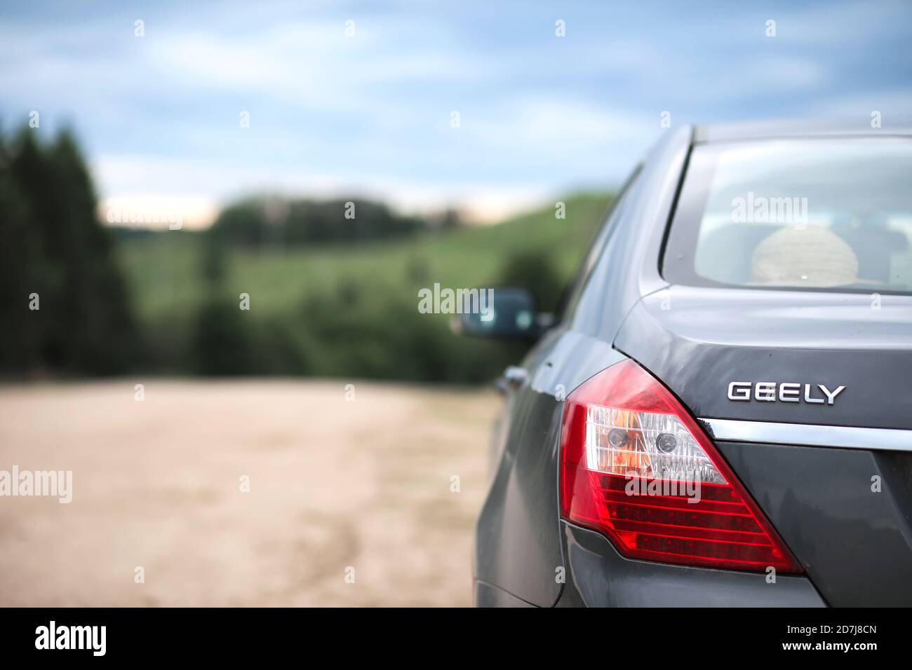 car on the country road in summer Stock Photo - Alamy