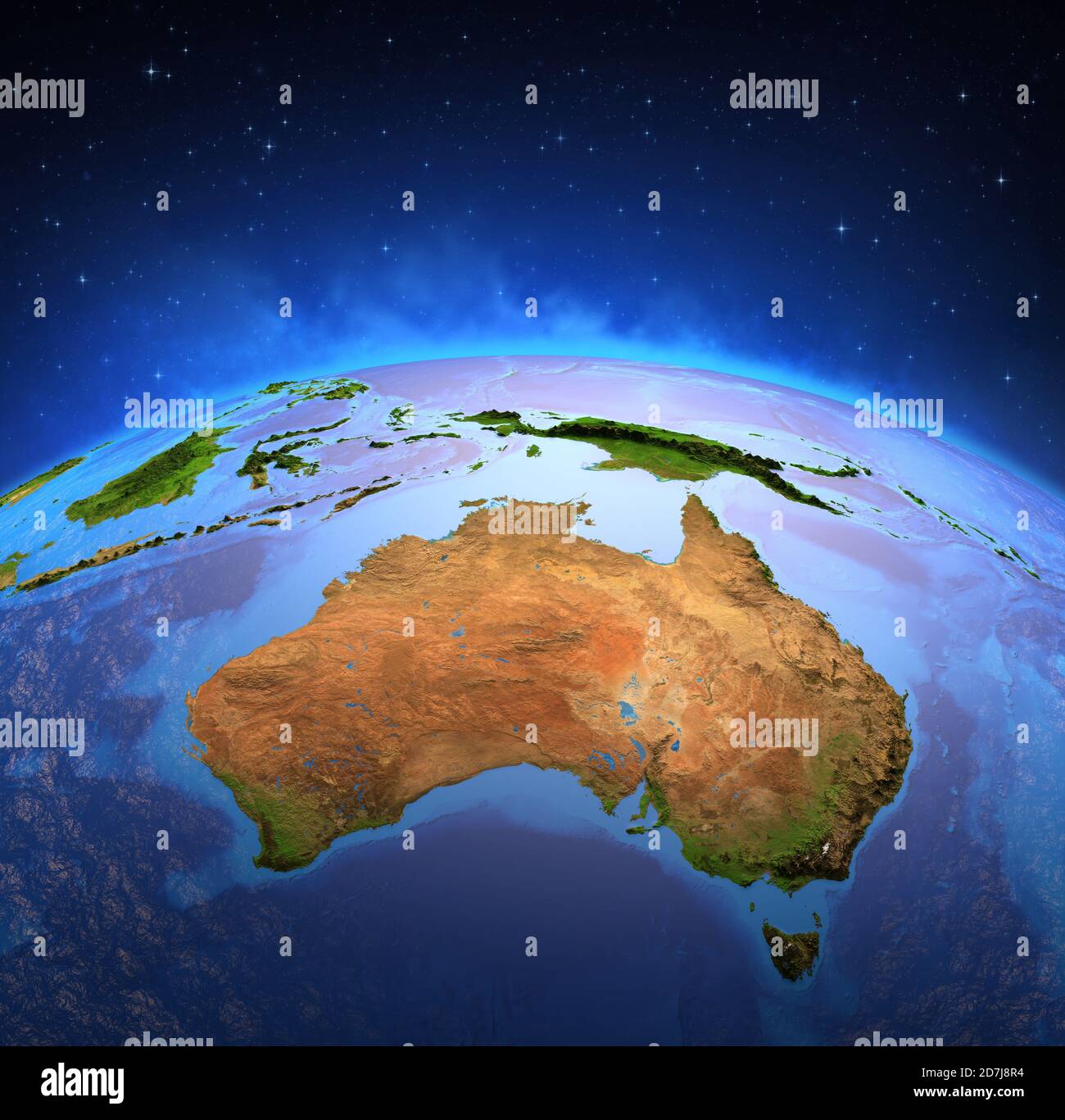 Surface of Planet Earth viewed from a satellite, focused on Australia ...