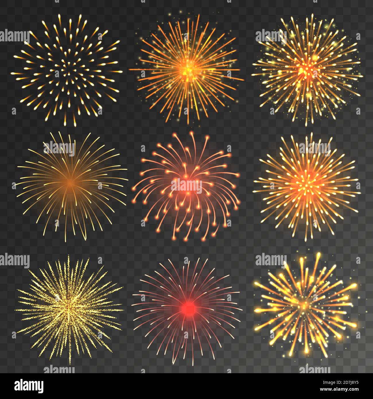 Festive fireworks collection. Realistic colorful firework on ...