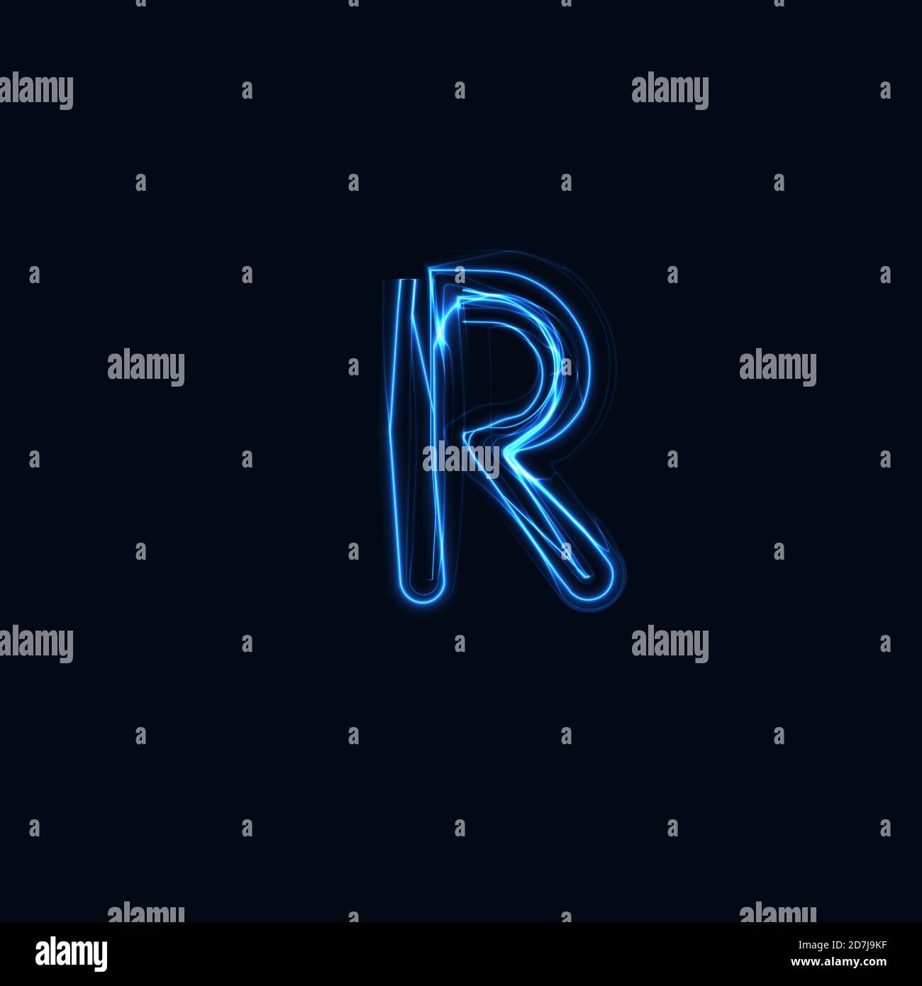 Lightning Realistic letter R, bright gloving logo, electric energy glow ...