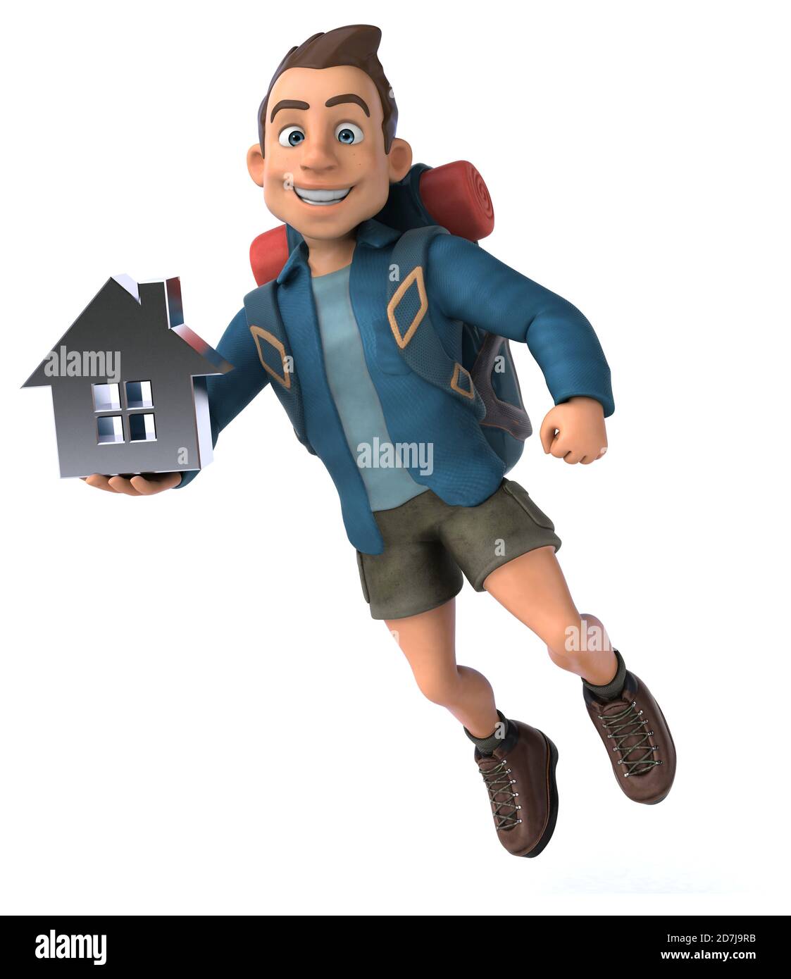 Fun illustration of a 3D cartoon backpacker Stock Photo - Alamy