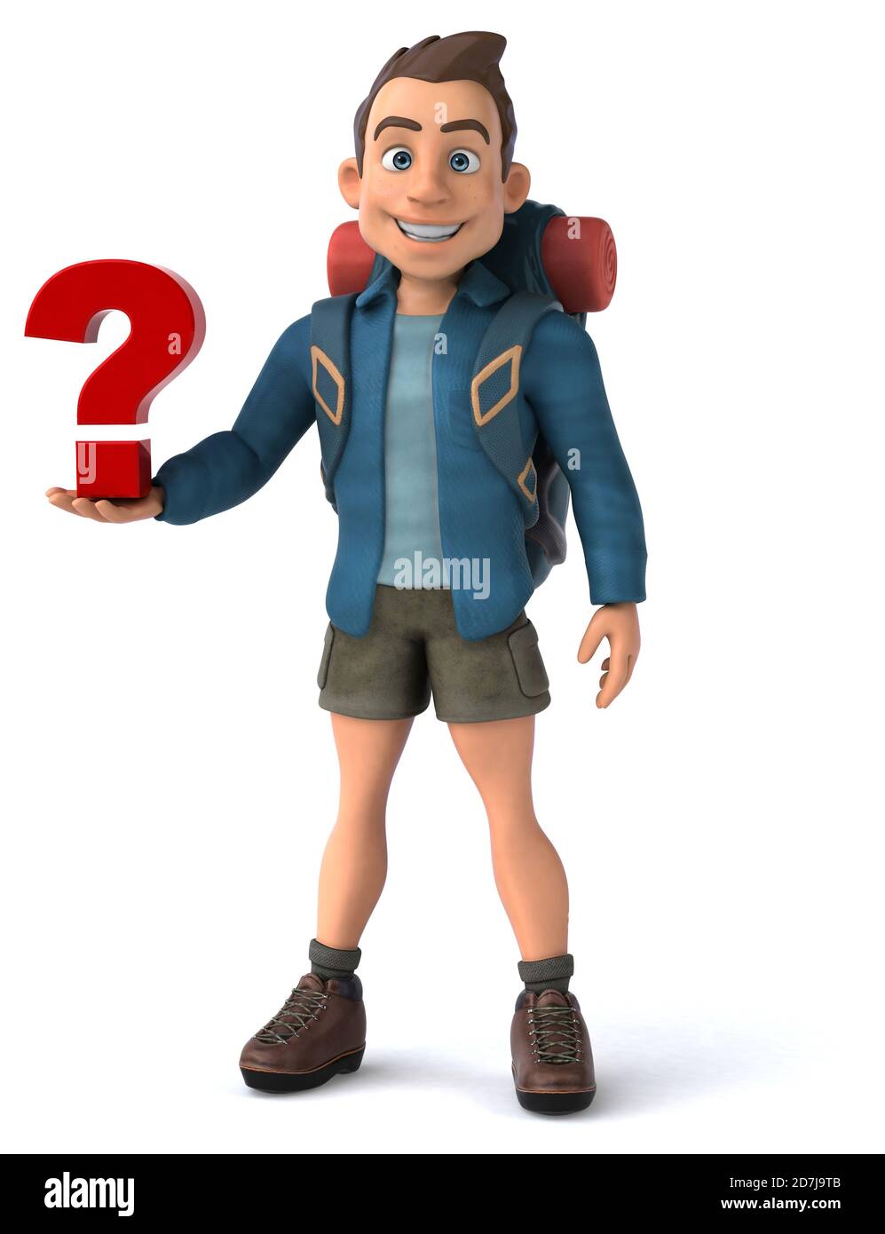 Fun illustration of a 3D cartoon backpacker Stock Photo - Alamy