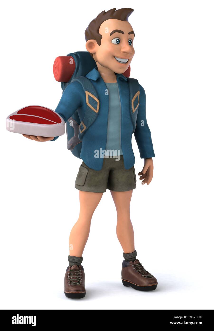 Fun illustration of a 3D cartoon backpacker Stock Photo - Alamy