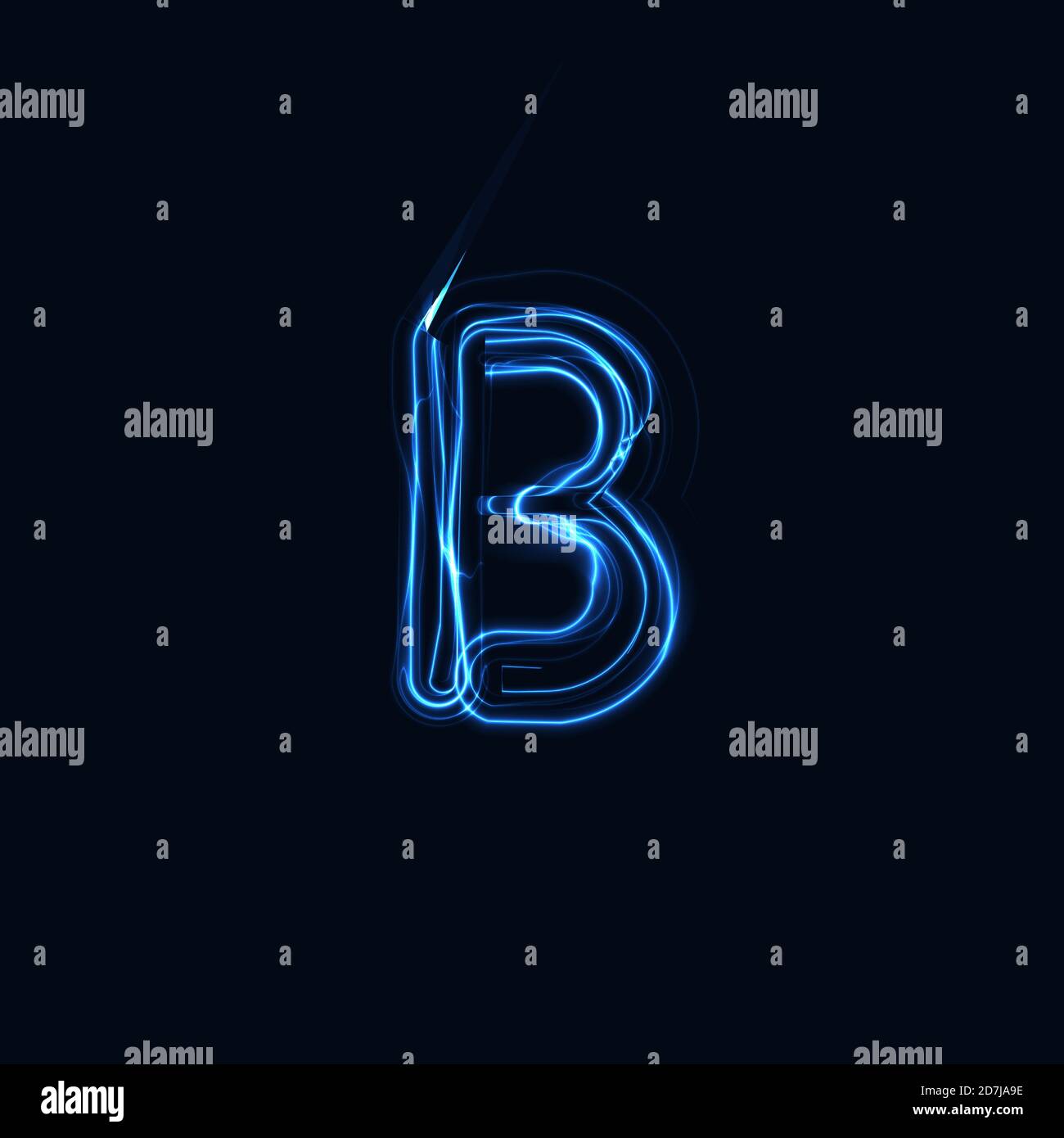 Lightning Realistic letter B, bright gloving logo, electric energy glow ...