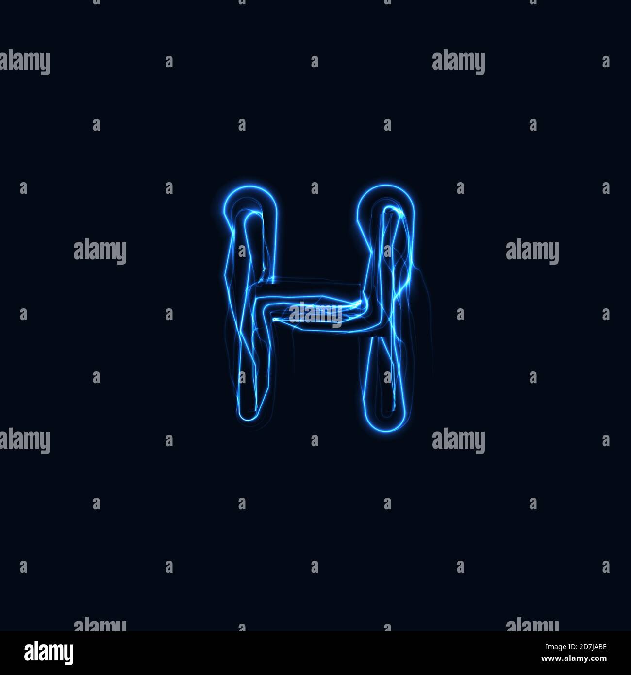 Lightning Realistic letter H, bright gloving logo, electric energy glow ...