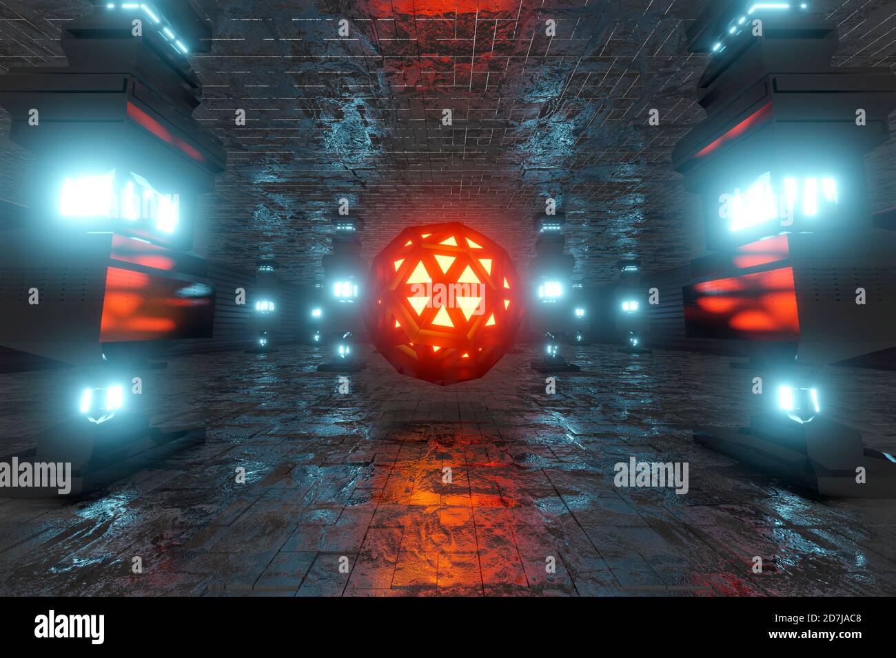 3D rendered Illustration of alien artifact in a science spaceship Stock ...