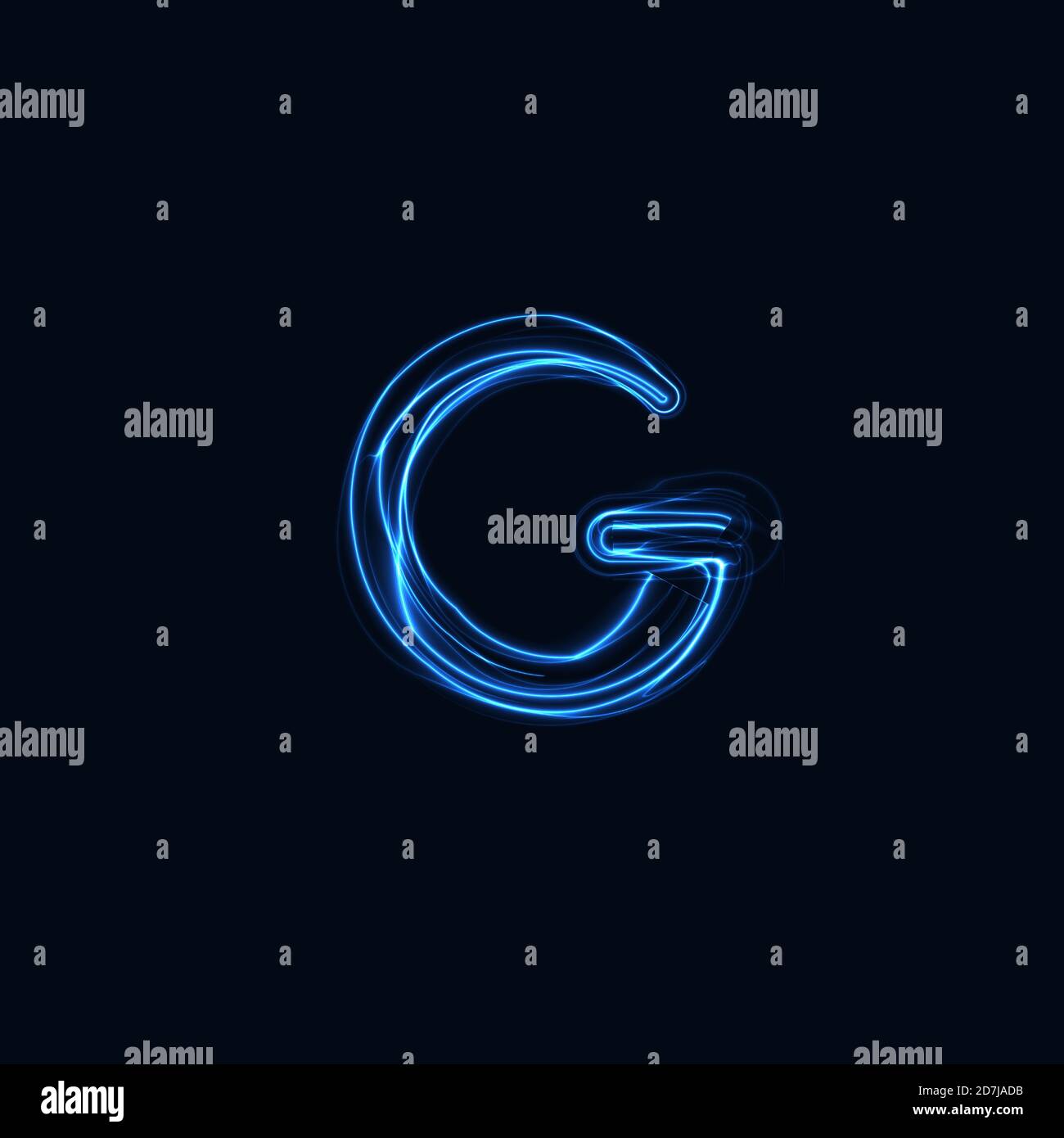 Lightning Realistic letter G, bright gloving logo, electric energy glow ...