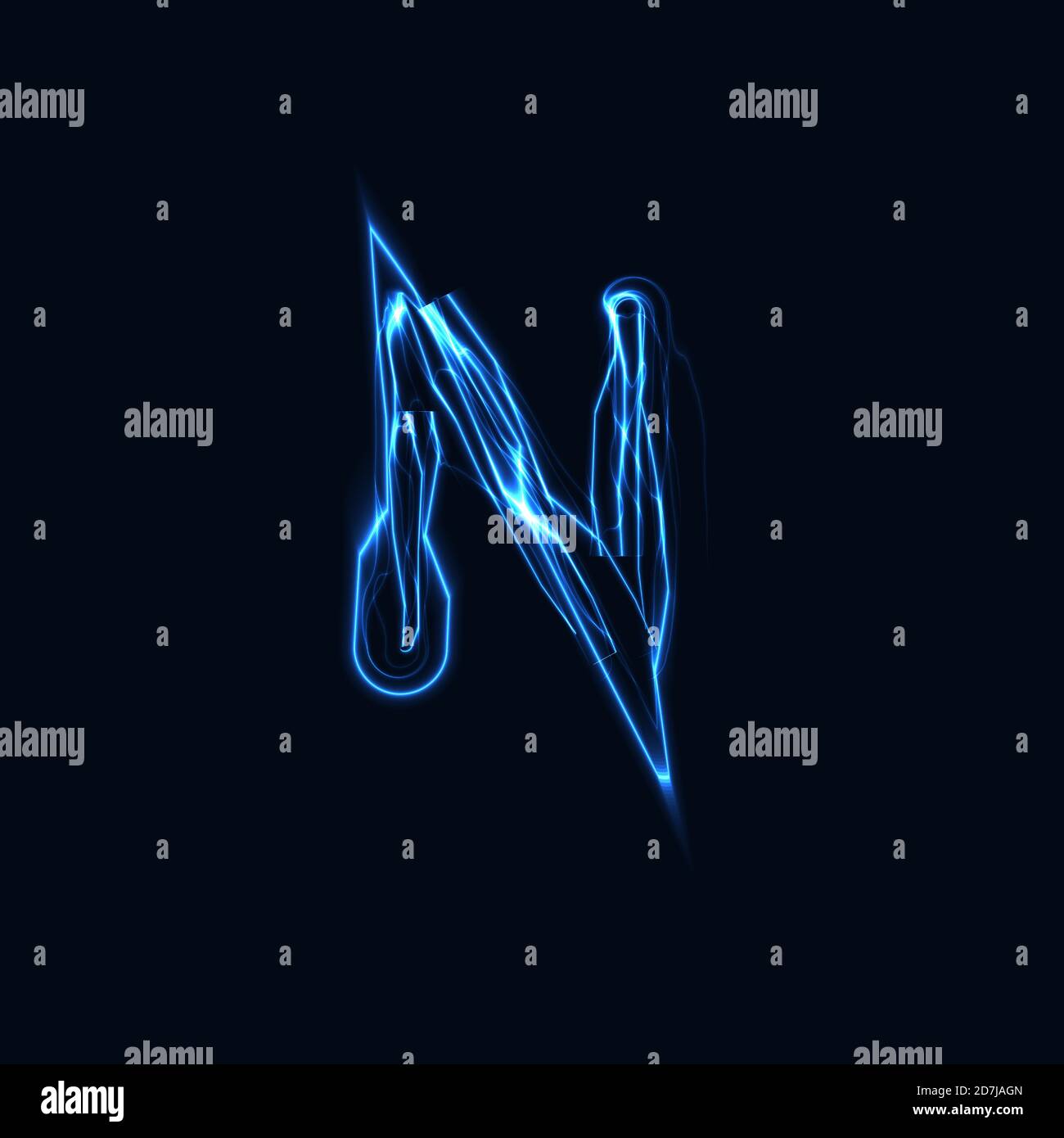Lightning Realistic letter N, bright gloving logo, electric energy glow ...