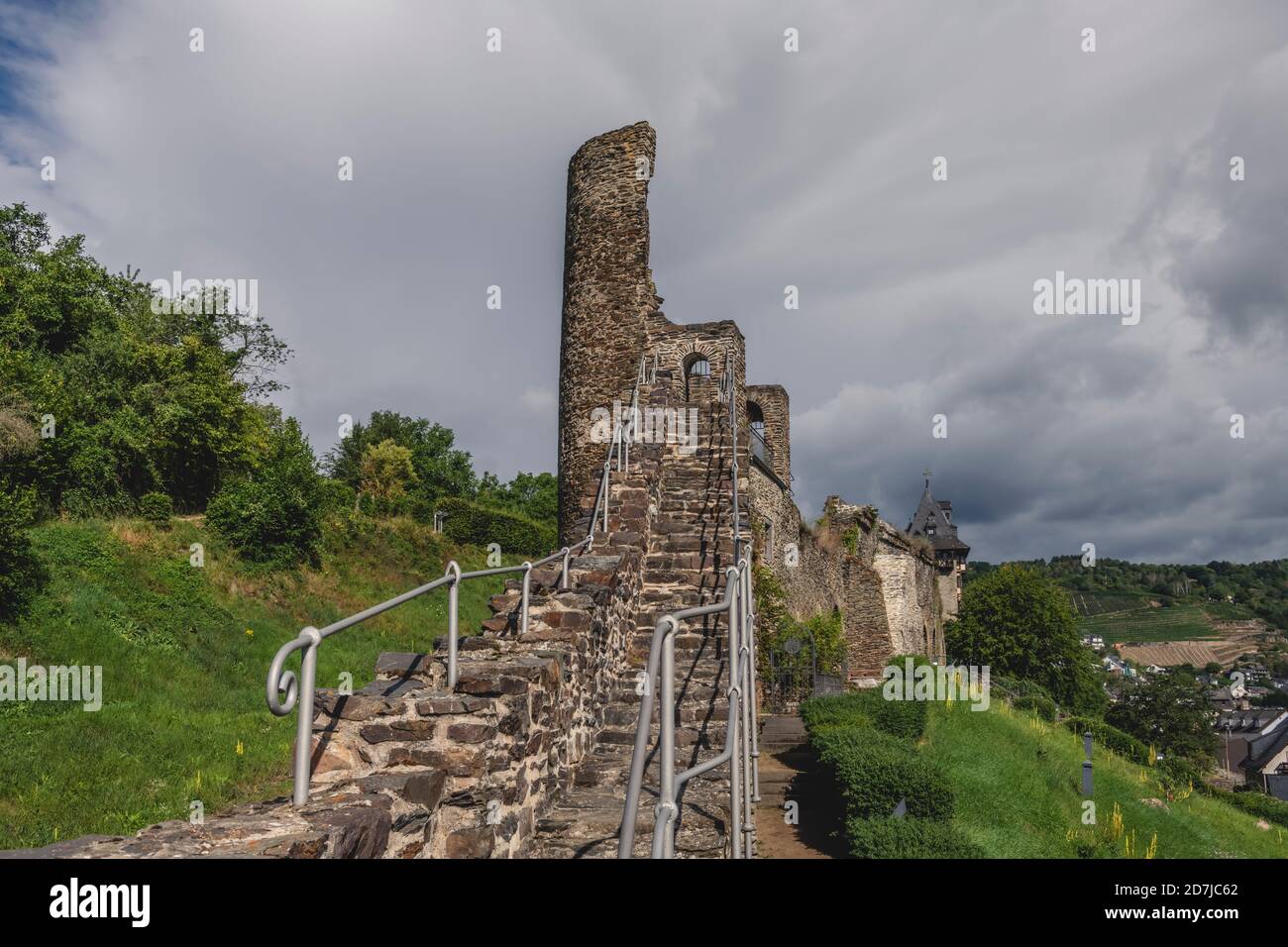Germany, North Rhine-Westphalia, Oberwesel, Old medieval fortifications ...