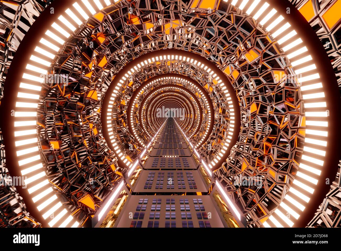 3D rendering Illustration interior of psychedelic alien corridor Stock ...