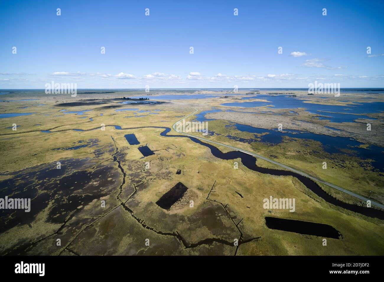 USA, Maryland, Drone view of marshes along Nanticoke River on Eastern ...