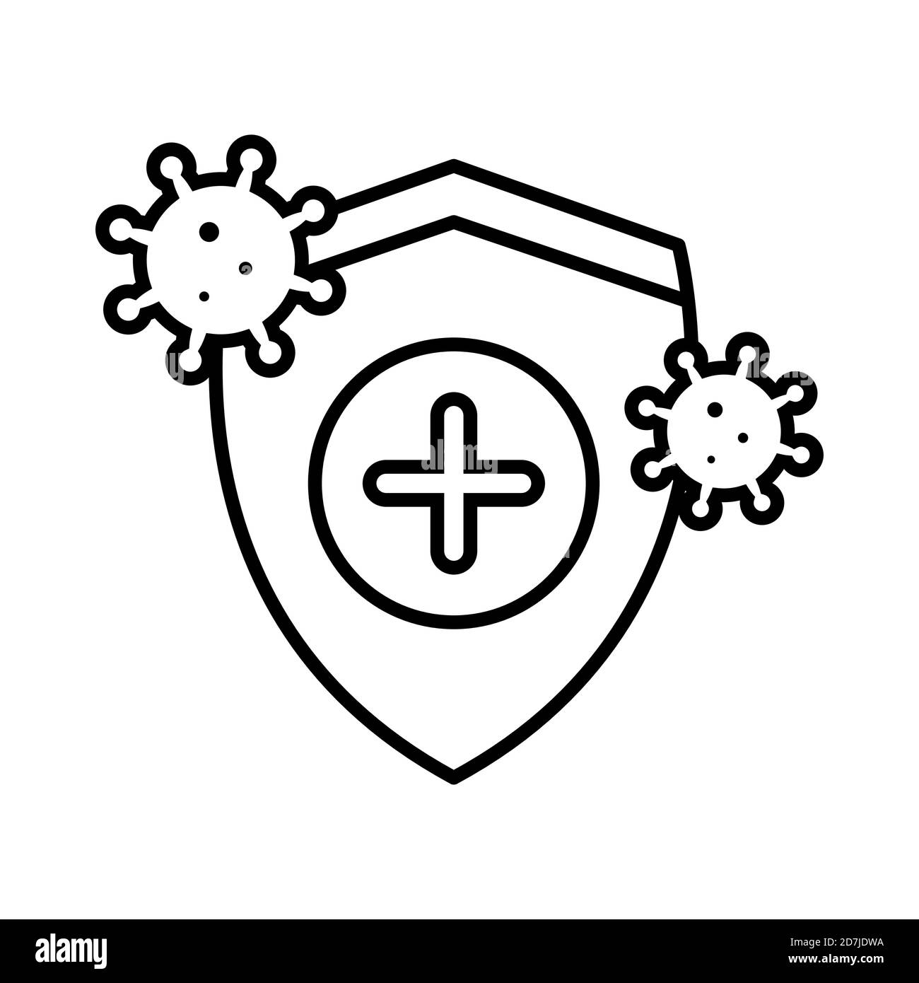 Immune protection from bacteria and viruses concept outline icon ...