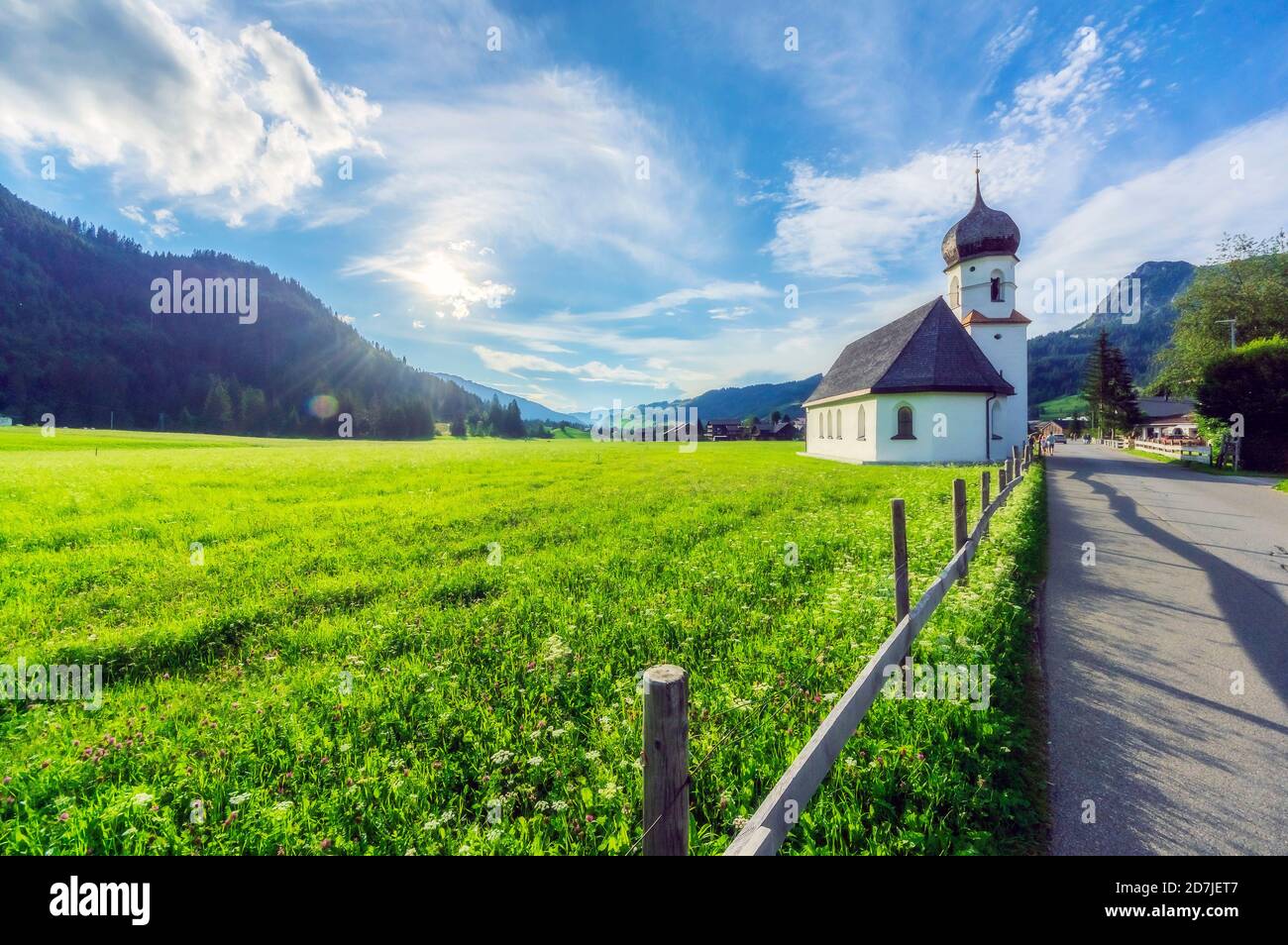 Austria, Tyrol, Small countryside church in Tannheimer Tal Stock Photo ...