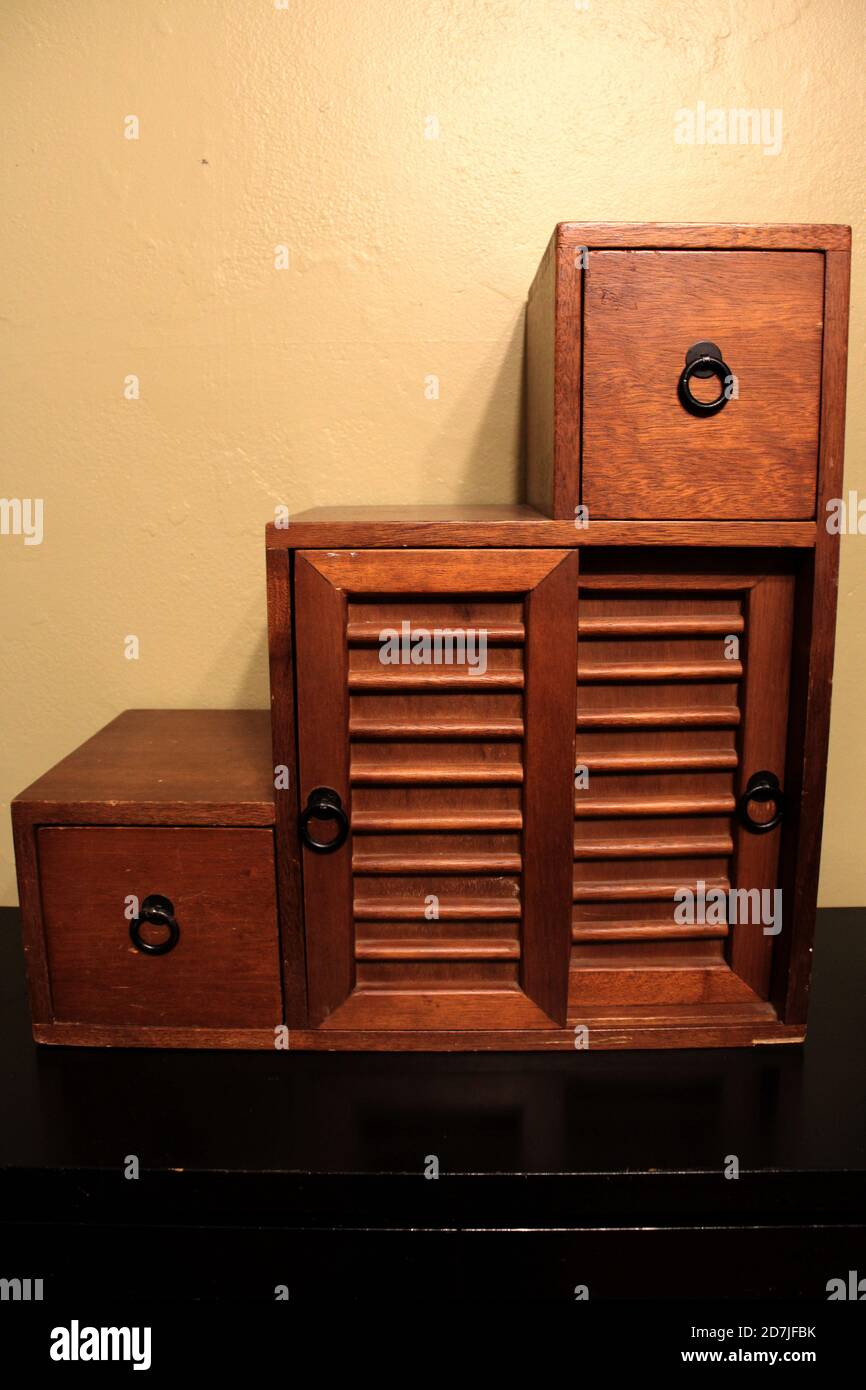 my Japanese Kaidan Tansu wooden stepped chest has two drawers and one ...
