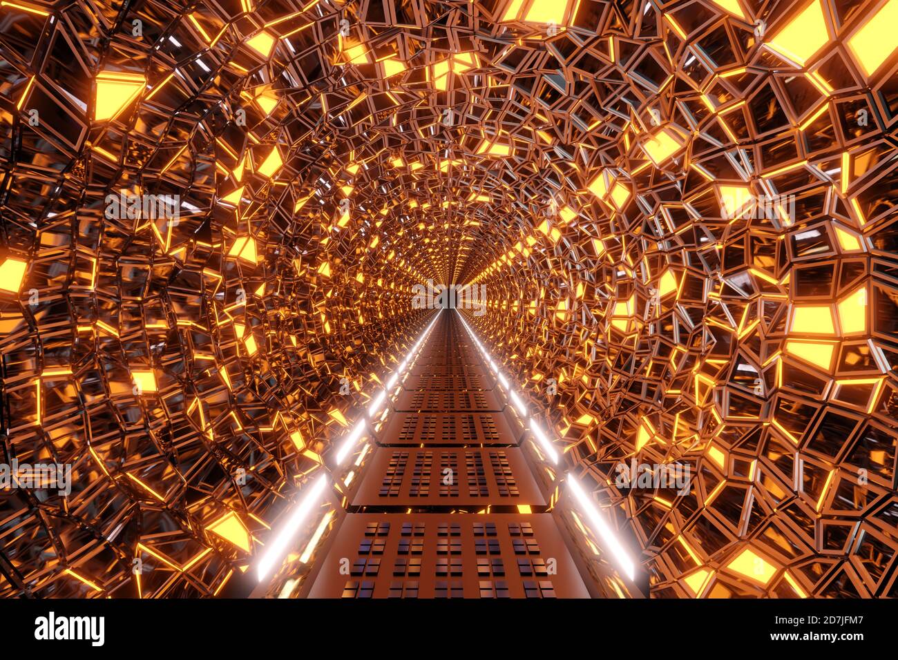 3D rendered Illustration interior of a psychedelic alien corridor Stock ...