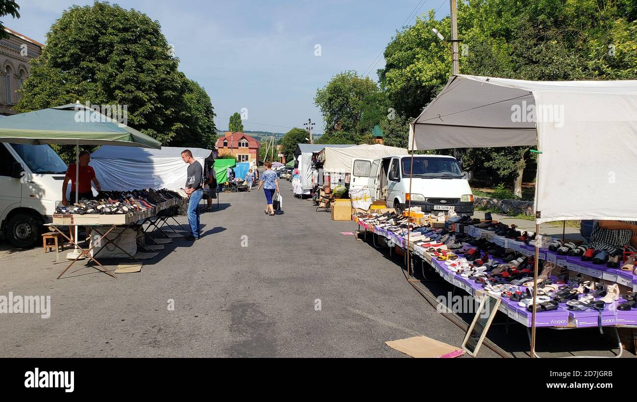 Street market in tents in the open air Stock Photo - Alamy