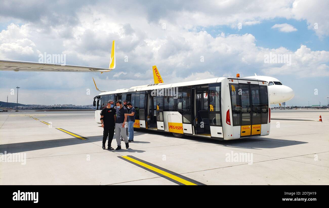 Transport bus for transporting passengers from the plane to the airport ...