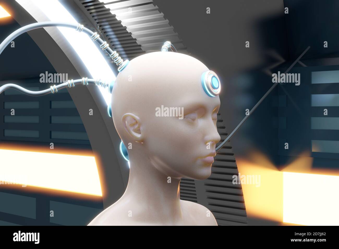 Human figurine head connected with wire Stock Photo - Alamy