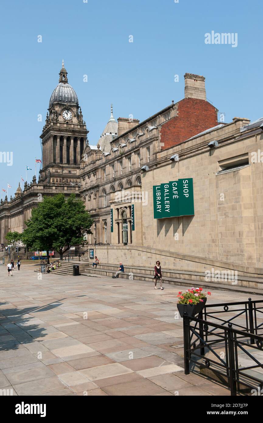 Baroque clock tower on Leeds Town Hall in the centre of the city of ...