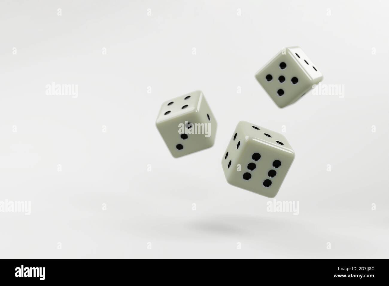 three falling dice, isolated on White 3d illustration Stock Photo - Alamy