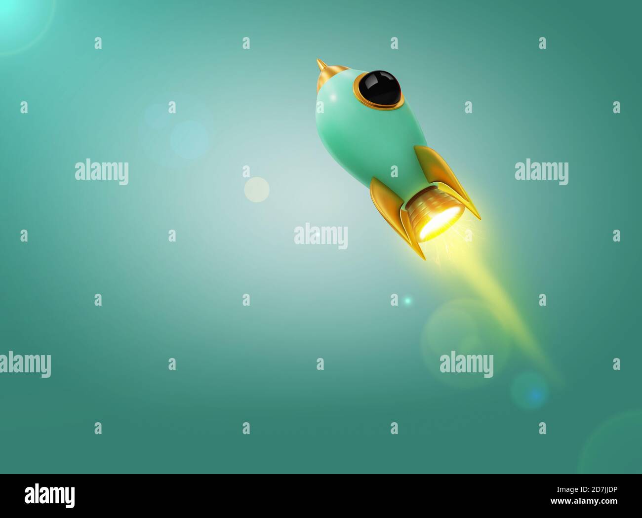 Rising Green Rocket . 3d Illustration Stock Photo - Alamy