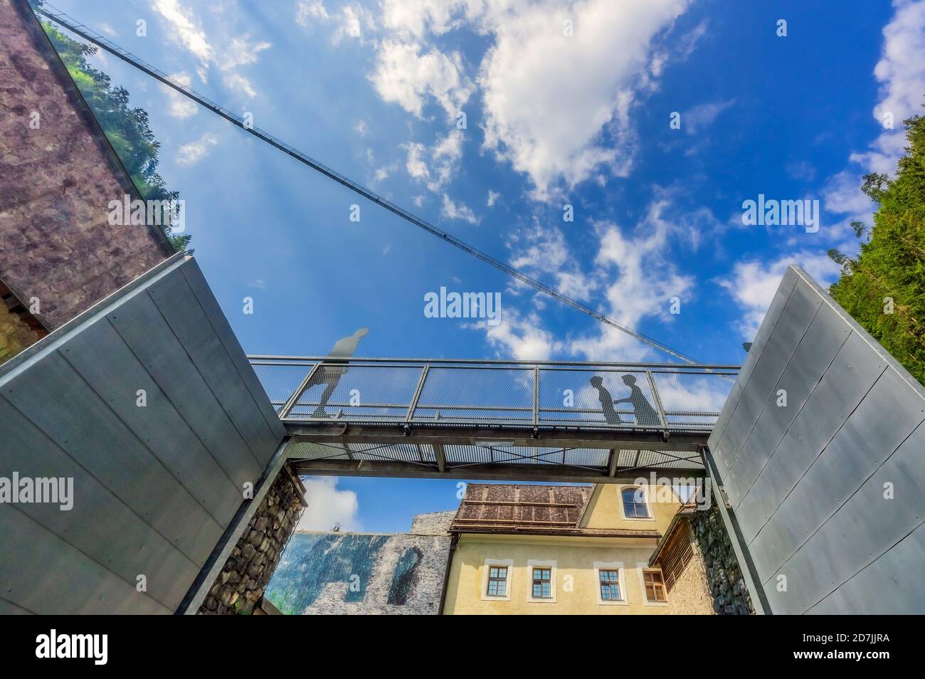 Austria, Tyrol, Reutte, Highline179 stretching over elevated walkway ...