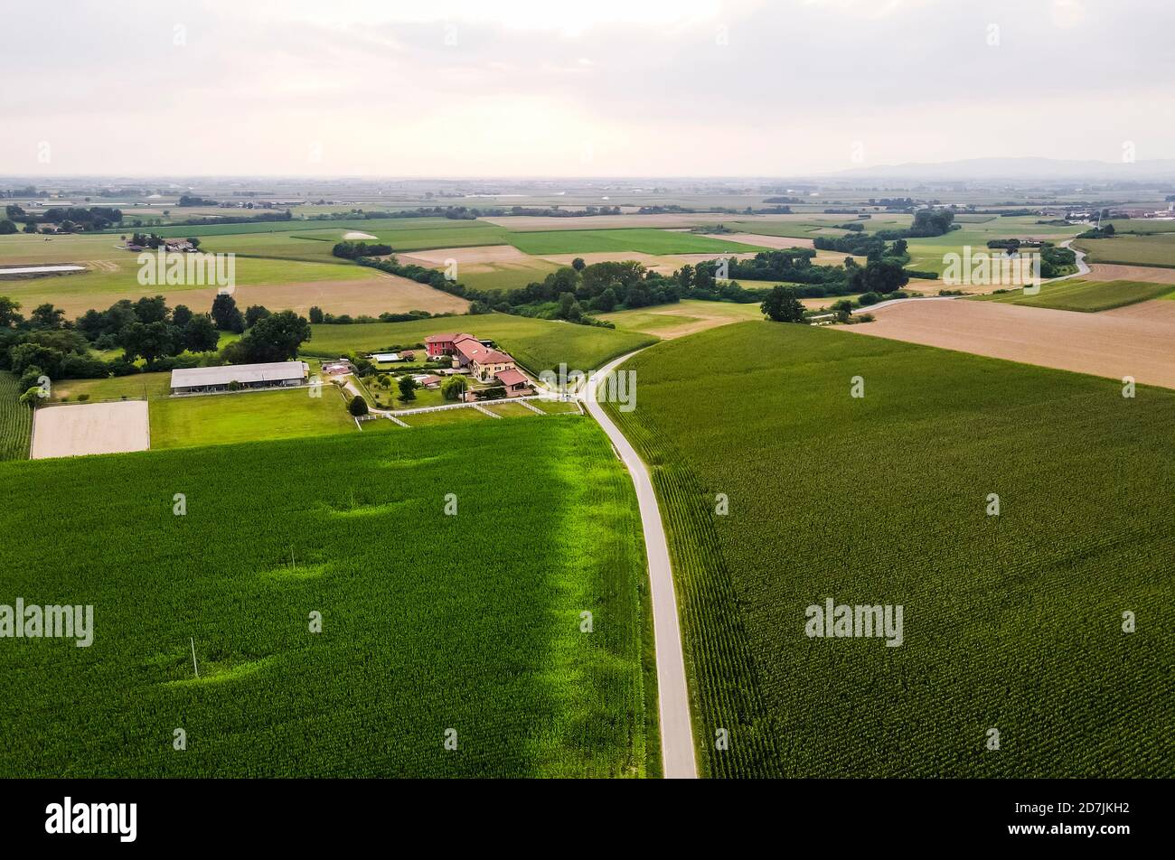 Drone view of countryside fields Stock Photo - Alamy
