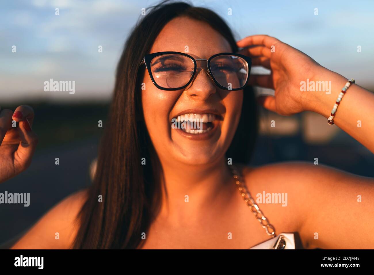 Beautiful woman laughing hi-res stock photography and images - Alamy