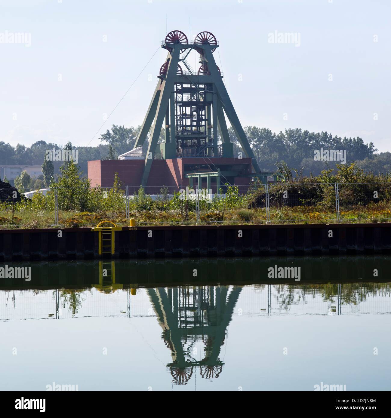 Shaft tower at Haus Aden mine in front of Datteln-Hamm Canal Stock ...
