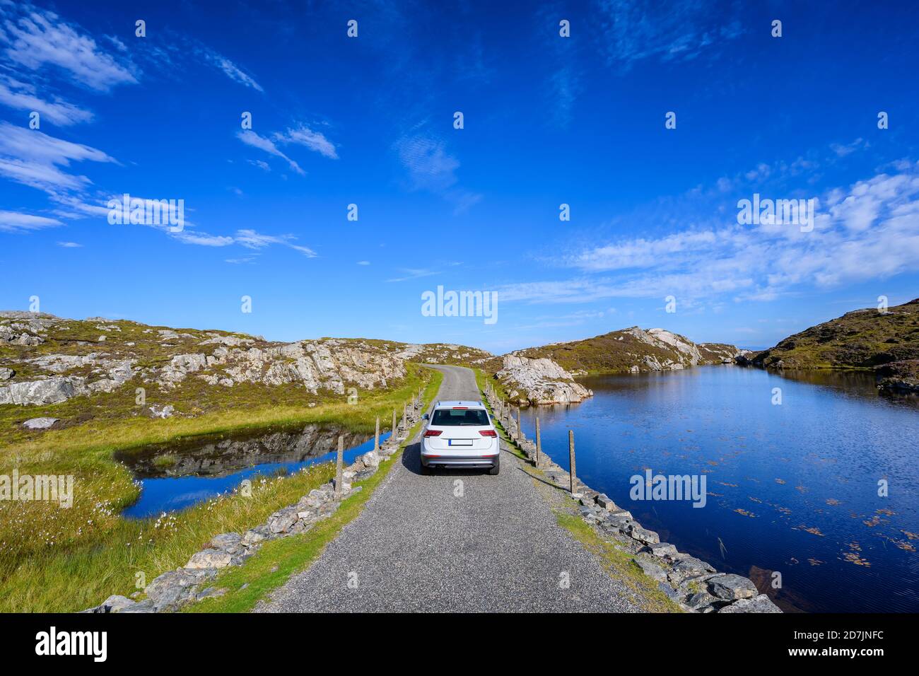Car driving along Golden Road on Isle of Harris Stock Photo - Alamy