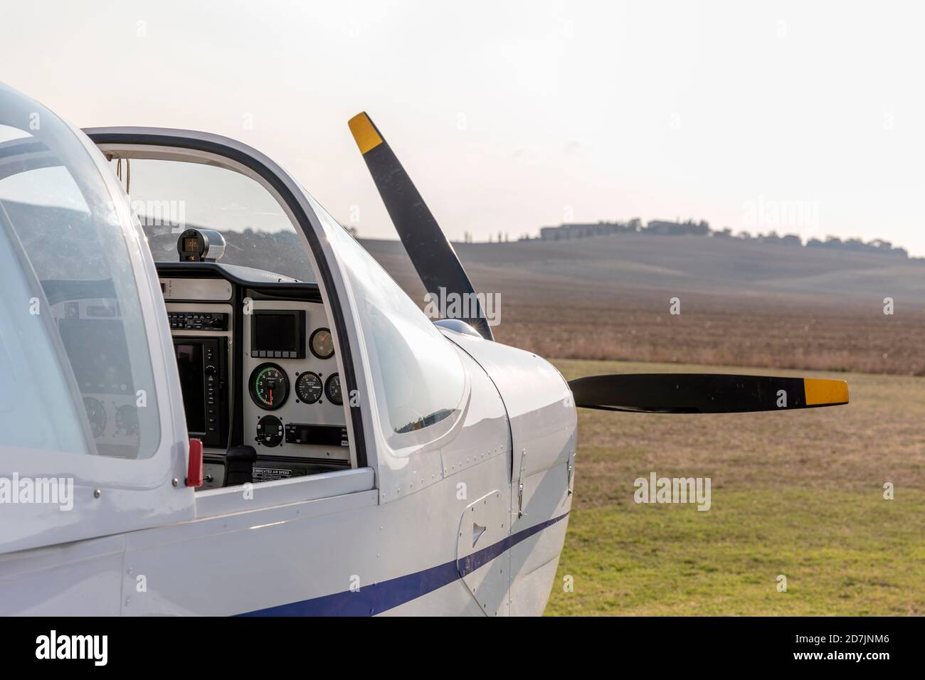 Landed airplane at airfield Stock Photo - Alamy
