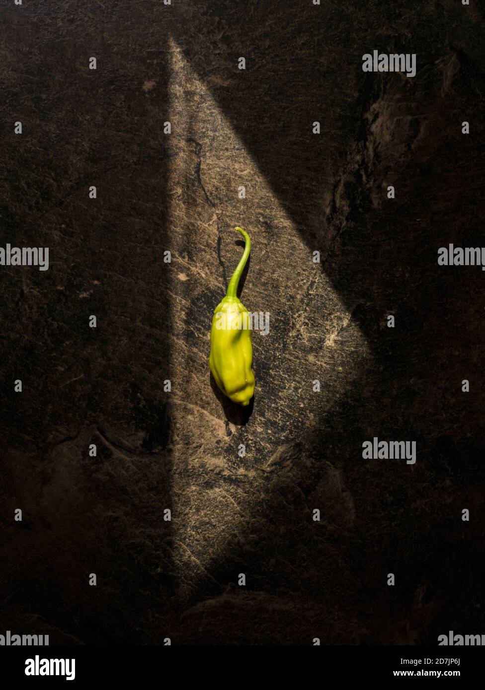 Chili pepper illuminated by triangle shaped light Stock Photo - Alamy