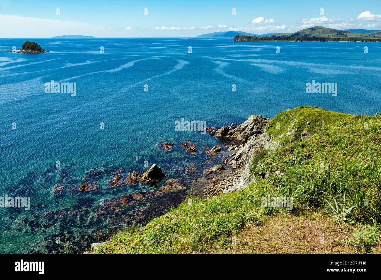 Blue coastal waters of Sea of Japan in summer Stock Photo - Alamy