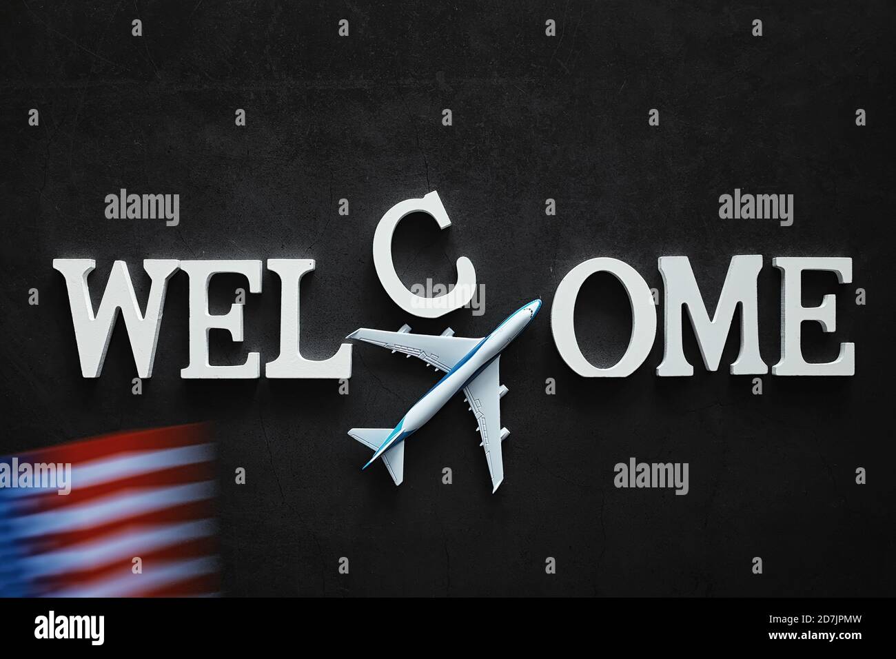 Background concept. Inscription Welcome on a dark background Stock ...