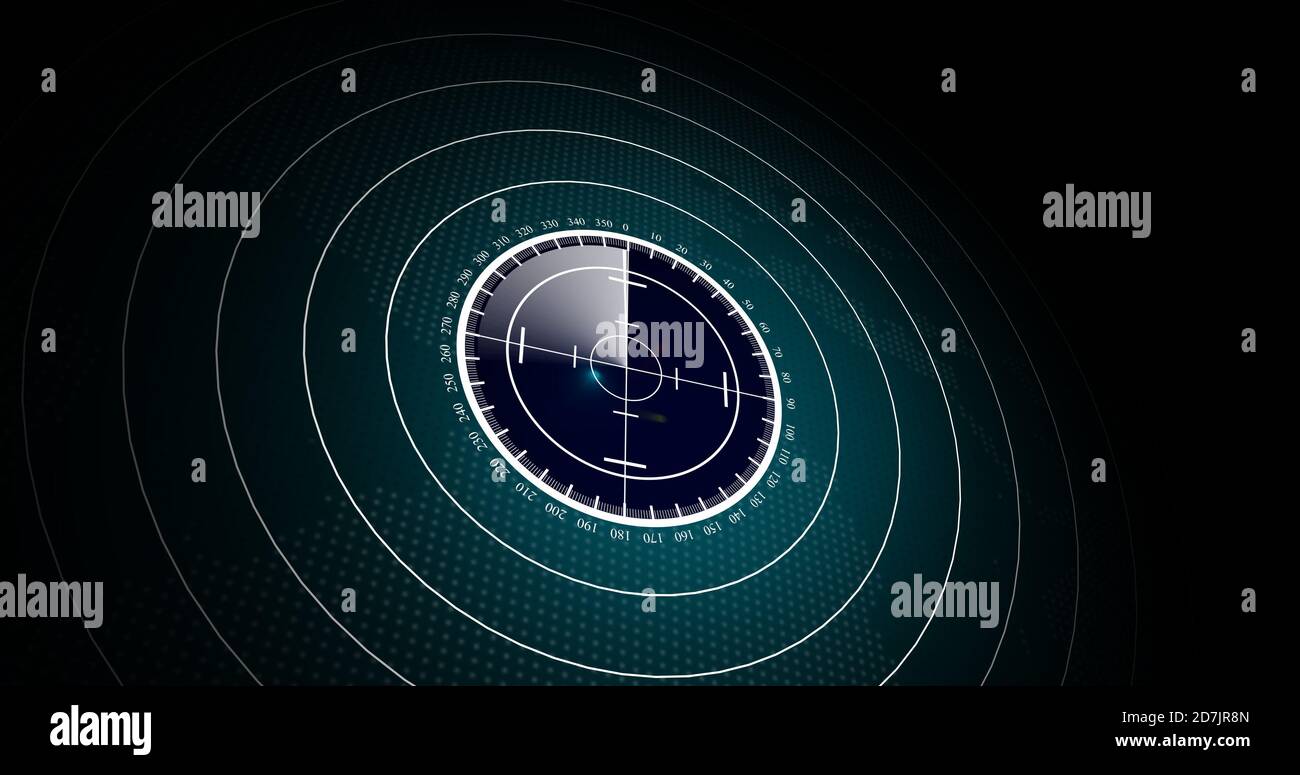 Radar scanner search for enemy aircraft and ship. 3d view of radar scan ...