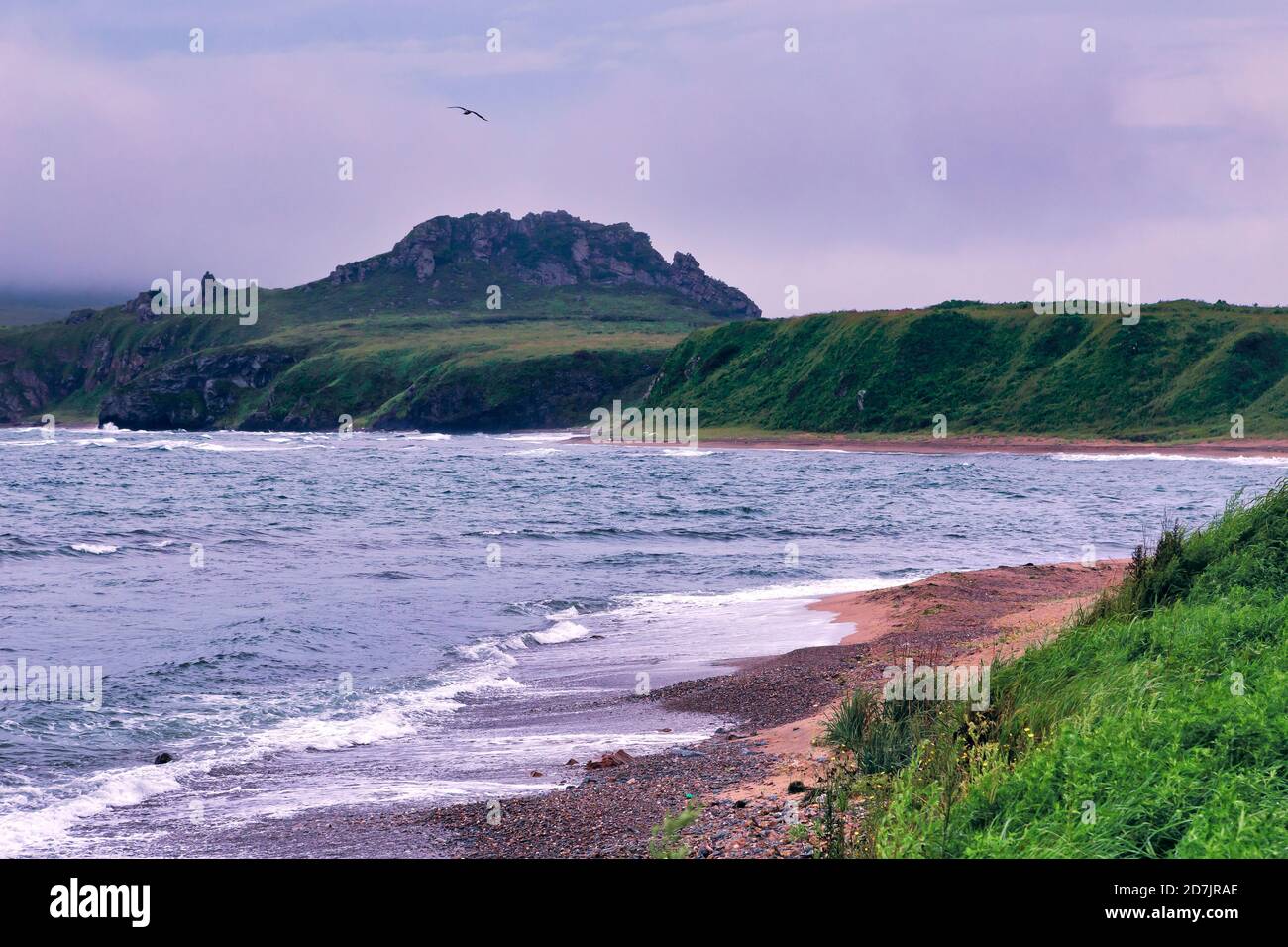 Coastal cliffs of Sea of Japan at summer dusk Stock Photo - Alamy
