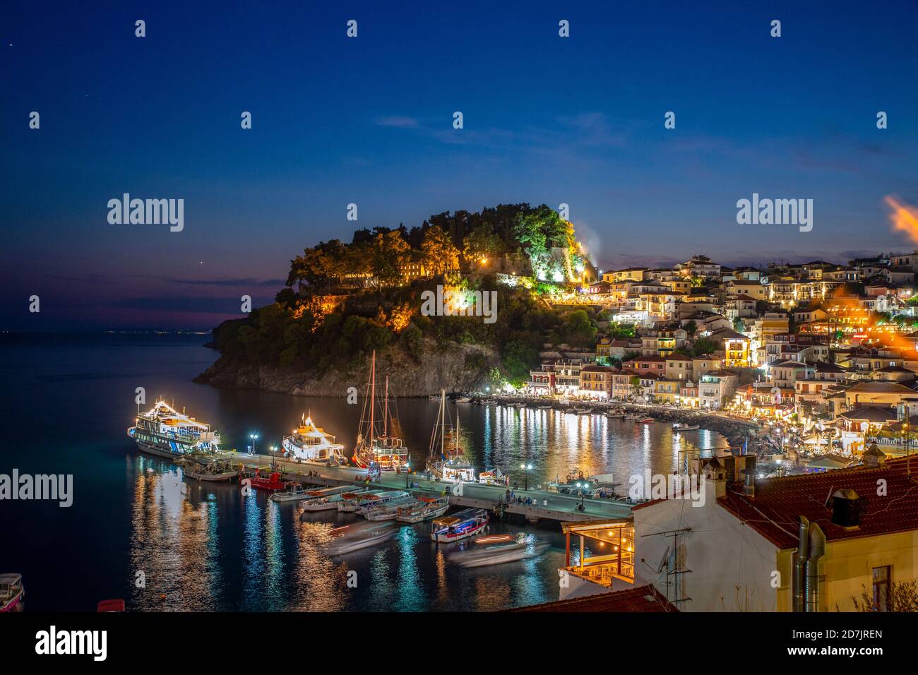 Illuminated parga town hi-res stock photography and images - Alamy