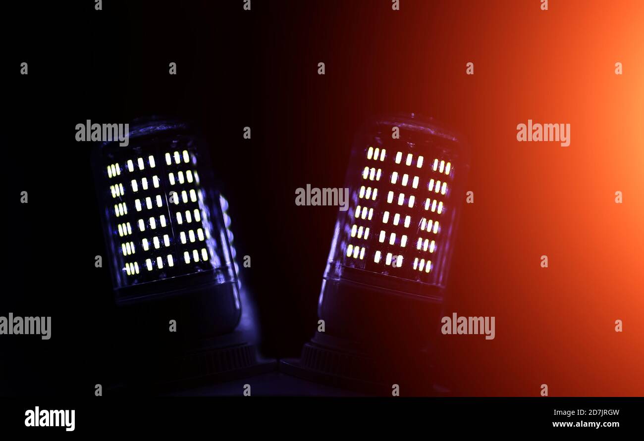 LED elements in the lamp. Lamps with diodes. Many bright lights from ...
