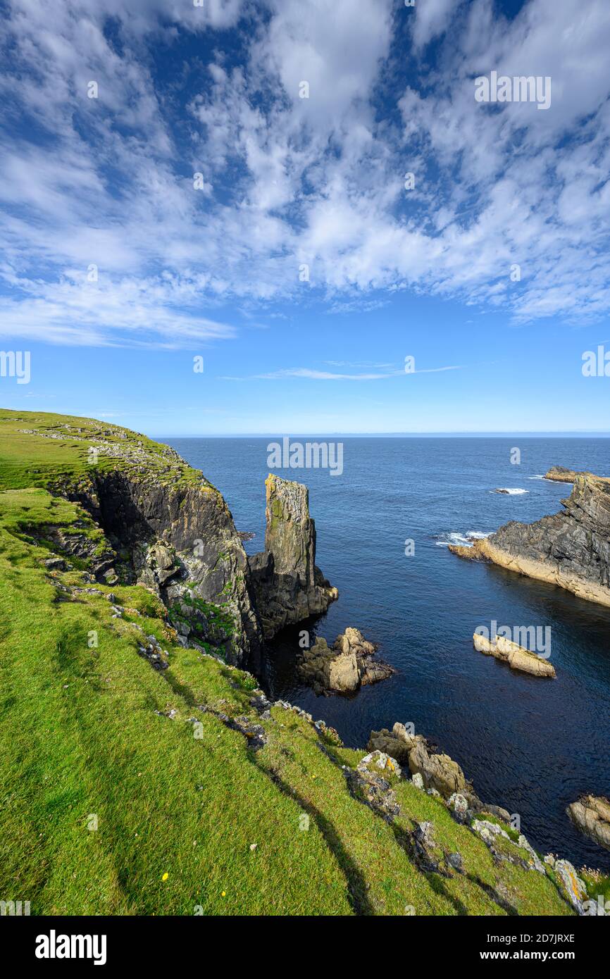 UK, Scotland, Rocky cliffs on northern tip of Isle of Lewis Stock Photo ...