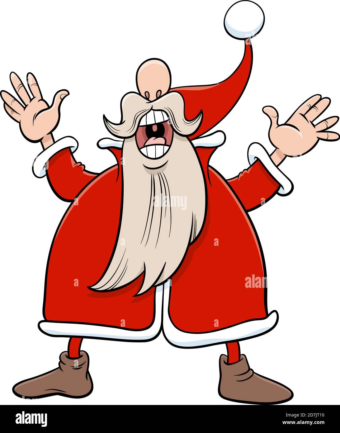 Cartoon illustration of Santa Claus character singing a Christmas carol ...